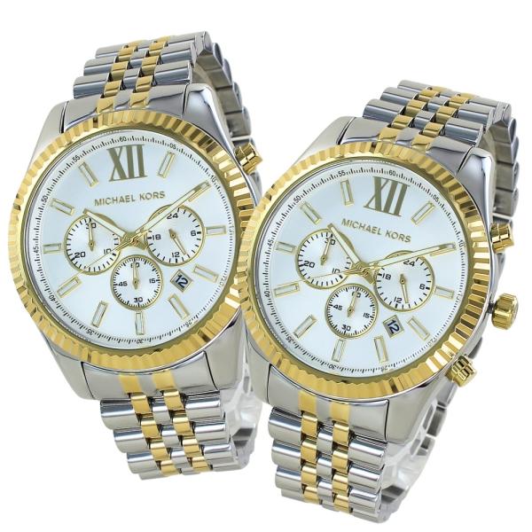 【発売日：2022年02月01日】--関連キーワード--MICHAEL KORS マイケルコース ペアウォッチ メンズ レディース 腕時計 44mm 大きめ フェイス ゴールド シルバー コンビ クロノグラフ クォーツ ブランド時計 おしゃ...