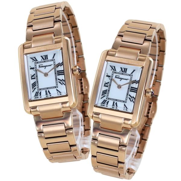 【発売日：2025年10月01日】--関連キーワード--フェラガモ ペアウォッチ FERRAGAMO ブランド 腕時計 スクエア ローズゴールド ホワイト メンズ レディース ユニセックス カップル お揃い 高級 時計 クオーツ 上品 おし...