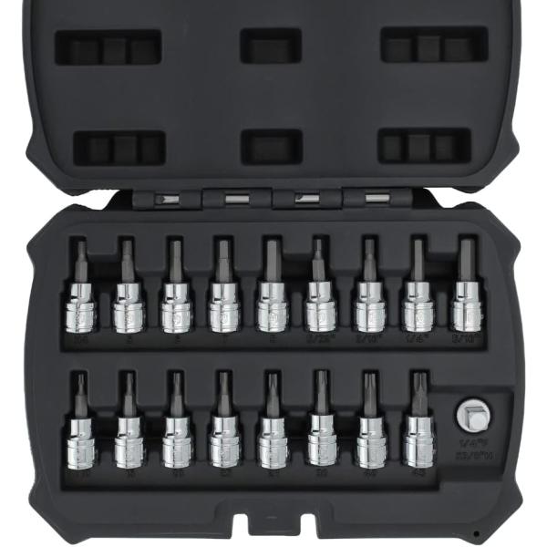 MichaelPro　マイケルプロ■3/8インチドライブ 六角トルクスビットセット 18点セット メトリック六角ビット付属 アレンソケットセット スタービットソケットセット 収納ケース付き品番：MP012021