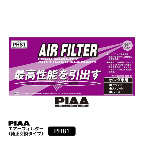 エアーフィルター（純正交換タイプ）モデル番号：PH81○エアーフィルターは、汚れた空気をクリーンにして、エンジンに供給します。エンジンは、常にクリーンな空気を必要とするため、空気中の汚れ（酸化鉄など）をエアーフィルターで取り除かないとエンジ...
