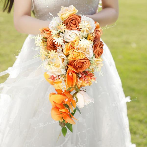 可愛いブーケです。ブライダル、イベント贈答品、インテリアに最適です。晴れの舞台に、新しいタイプのサプライズプレゼントとしてお勧めです。生花と違って枯れることがないので、思い出と一緒にいつまでも形として残せます。サイズ：画像参考◆手作りのため...