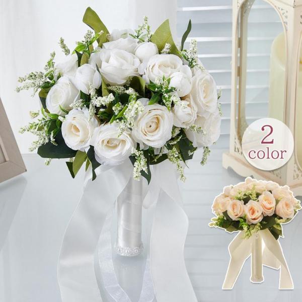 可愛いブーケです。ブライダル、イベント贈答品、インテリアに最適です。晴れの舞台に、新しいタイプのサプライズプレゼントとしてお勧めです。生花と違って枯れることがないので、思い出と一緒にいつまでも形として残せます。サイズ：幅約 25cm 高さ約...