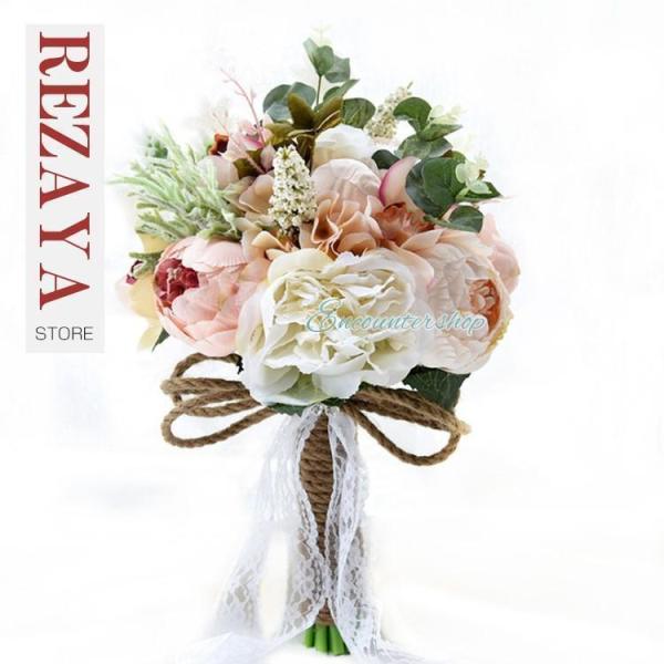 ■ 品名ブーケ（造花）      ■ 素材:絹■ カラー：全9色■ サイズ：花の直径24cm、花の高さ30cmの検索ワード：ウエディングブーケ 安い 結婚式 花嫁 ブーケ ローズ 造花 花束 ブライダルブーケ ウェディング アレンジメント ...