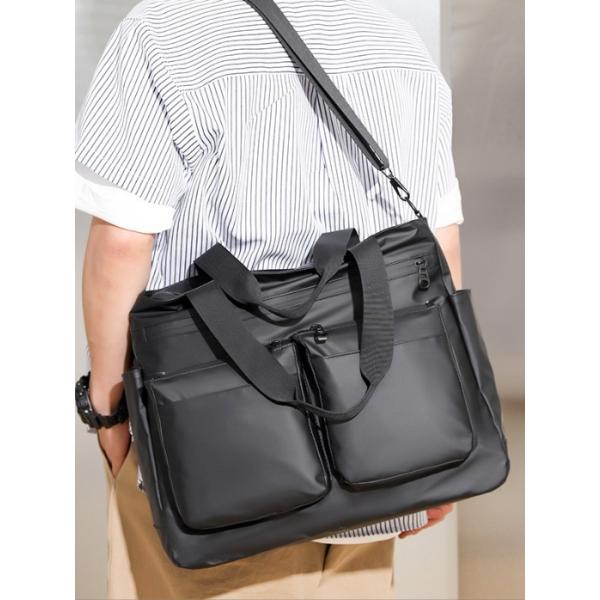 トートバッグ ショルダーバッグ 2way 斜め掛け ナイロン 軽量 撥水 大きめ 大容量 a4サイズ ファスナー付き レディース マザーズバッグ ママバッグ 通勤 旅行 かばん 無地 光沢感 おしゃれ 布 軽い 収納 仕切り ポケット多い ...