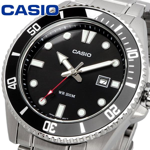 MDV-107D-1A1CASIO 日本未発売モデルの200Mダイバーウォッチ 逆回転防止ベゼル、ねじ込み式リューズ採用のスタンダードダイバーウォッチ。スポーティでありながらクラシックなデザインに、便利な日付表示も備えたフルメタルモデル。 ...