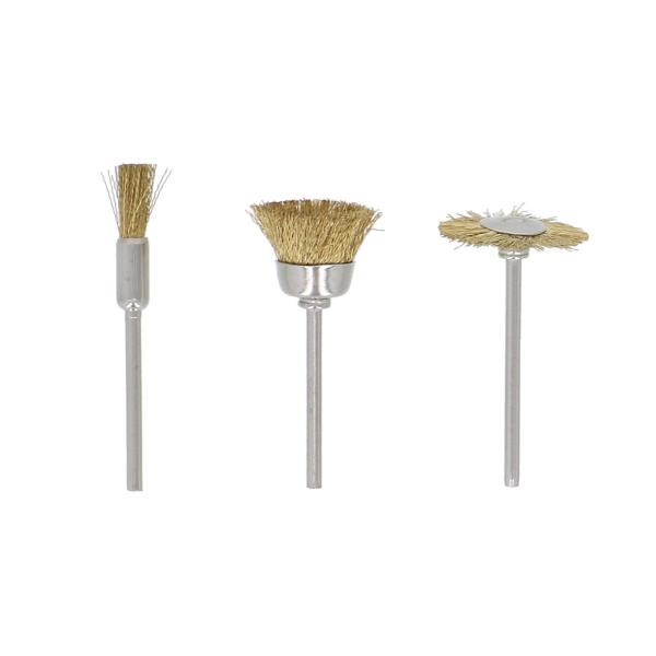 金属・小物等の汚れ落としに。◆内容:3本組◆軸径:φ2.35mm◆使用可能機種:軸径φ2.35mm対応 電動式・電池式ミニルーター・小型フレキシブルシャフト◆許容最高回転数:30,000min-1(rpm)※加工材によっては焼けや熱溶着が発...