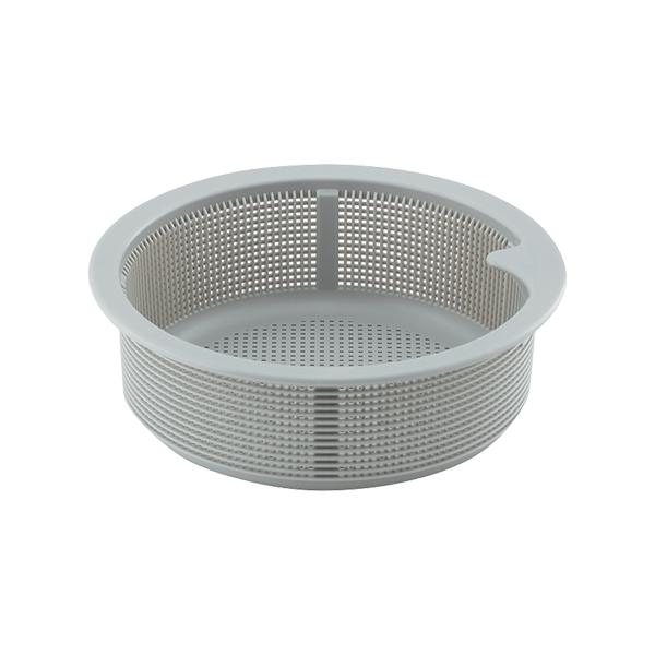 流し台排水トラップ用のバスケットです。浅型でゴミのたまりすぎを防ぐ、清潔なバスケットです。流し台用トラップ180ミリ用です。材質：PP浅型の流し台トラップ用