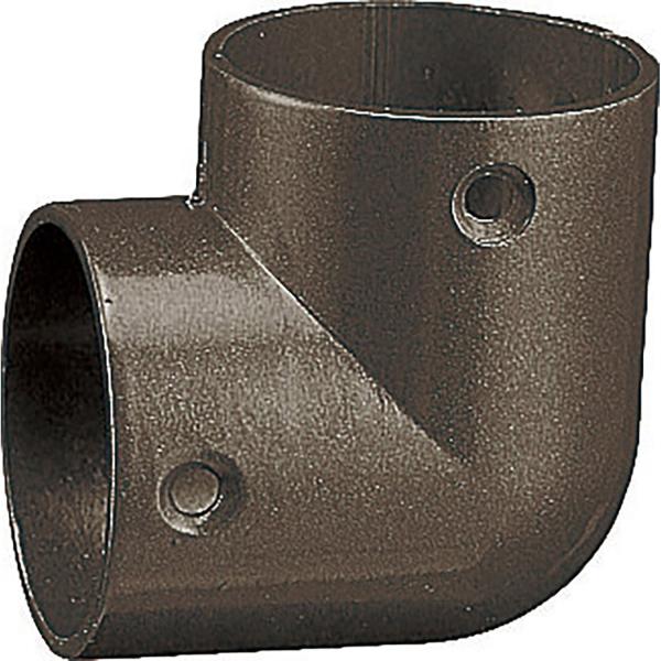 手すり棒を90°にジョイントします。・材質:亜鉛合金・色:ブラウン・ねじ付(+3.5×20 2本)