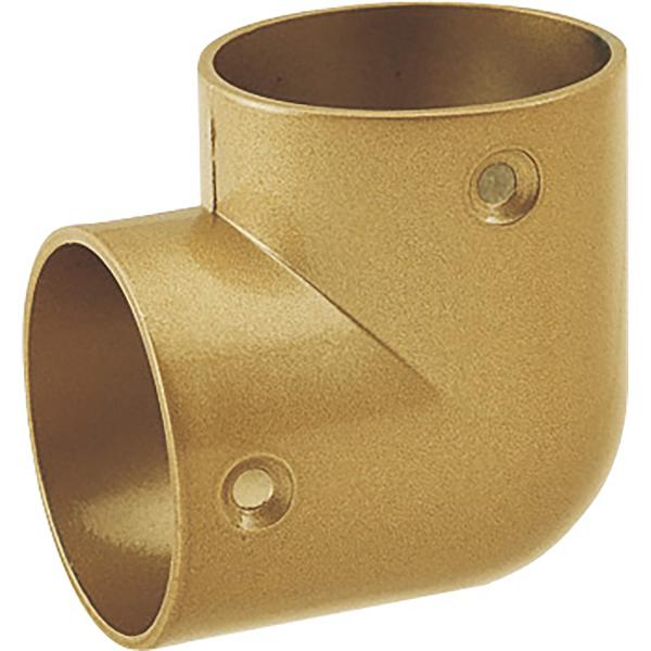 手すり棒を90°にジョイントします。・材質:亜鉛合金・色:ゴールド・ねじ付(+3.5×20 2本)