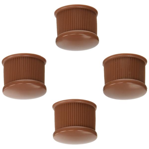 丸型のイス脚キャップです。仕様・サイズ：28mm・高さ：27mm・色：茶・材質：エラストマ−樹脂※こちらの商品は在庫品の為、パッケージに日焼けがありますので予めご了承ください。