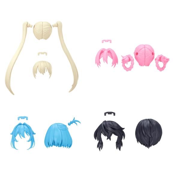 30MS素体との組み合わせで世界観が広がる！新たなオプションヘアスタイルパーツがラインアップ！■イエローのツインテールヘア。■ピンクのツインテールヘア。■ブルーのミディアムヘア。■ブラックのミディアムヘア。■パーツの差し替えでヘアスタイルと...