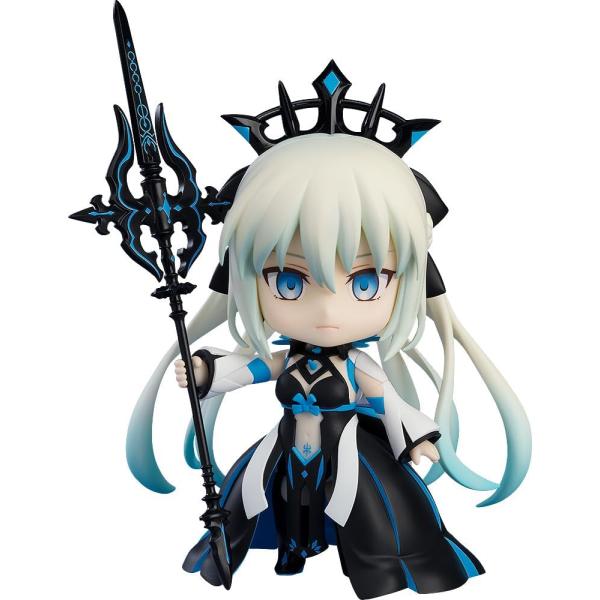 スマホゲーム『Fate/Grand Order』より、バーサーカーのサーヴァント「モルガン」がねんどろいどで再登場です！・表情パーツ：「冷静顔」「戦闘顔」「照れ顔」・オプションパーツ：「魔槍」「攻撃エフェクトパーツ」「鍋」ほか