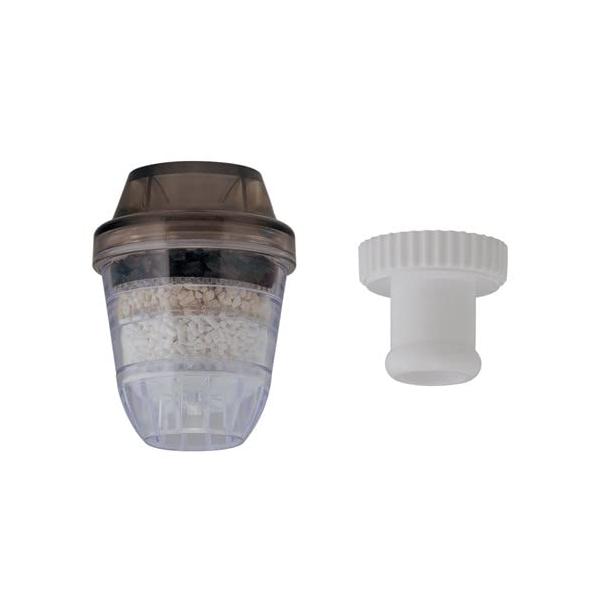 ・先端にふくらみのある外径16~19ミリのパイプ、泡沫ネジ（W22山20）に取付けできます。 ・ろ材：備長炭、サンゴ化石、亜硫酸カルシウム ・交換目安：約3ヵ月 ・使用温度：1〜45℃