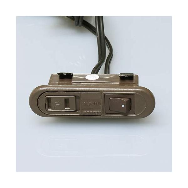 メーカー：NOATEK(ノアテック) / 株式会社ノア　　シリーズ名： 家具用スイッチ付コンセント　　　本体色：茶色コード色：黒色容量：1200Wまでコード種類：VFFコード2mスイッチ連動メスプラグ付スライドコンセントメスプラグ300Wま...