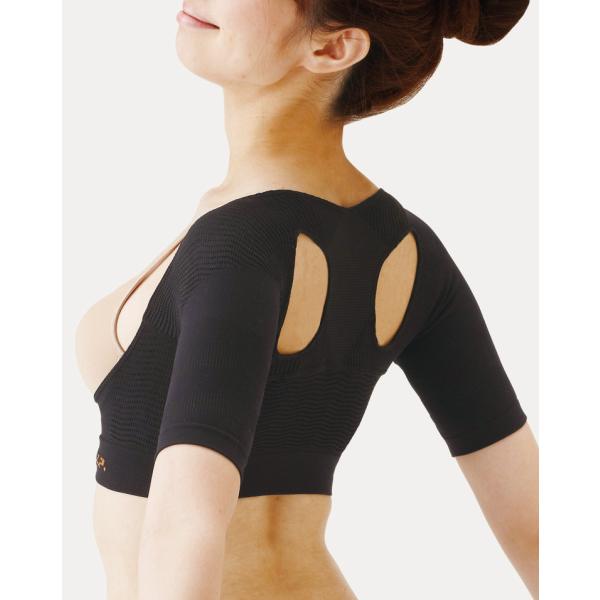 肩こり 姿勢矯正 姿勢改善インナーたすき掛け効果で肩甲骨を引き寄せ猫背を改善します。商品名：勝野式 肩楽さん色：ブラックサイズ：L〜LL（アンダーバストサイズ：75〜85cm、バストサイズ（女性）：86〜101cm）