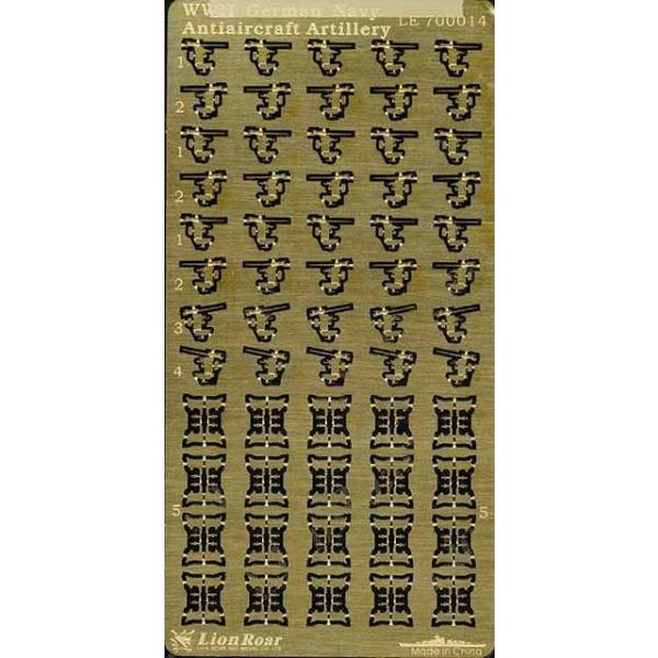 LE7014 WWII独海軍 SKC/30 37mm対空機関砲ライオンロア社製1/700スケールエッチングパーツ。WWIIドイツ海軍艦艇に搭載された37mm連装対空機関砲のパーツセット。