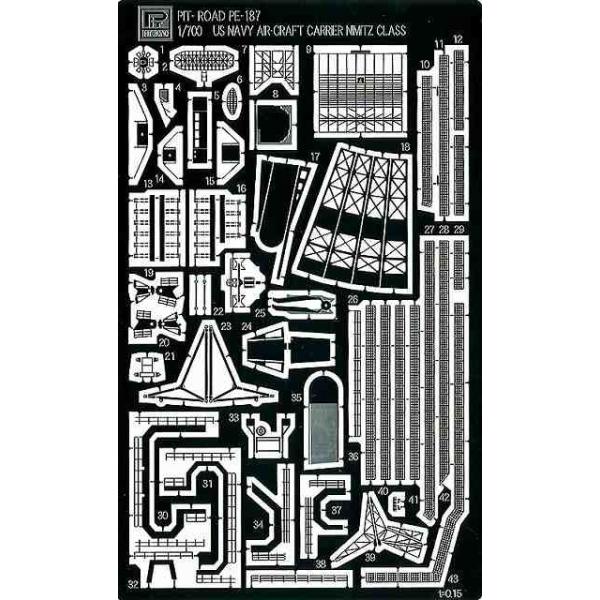 PE187 米空母ニミッツ級用ピットロード1/700エッチングパーツ・対応キットピットロードニミッツ級各空母。ニミッツ、ルーズベルト、G・ワシントン。・エッチング付キットのエッチングパーツと同内容です。