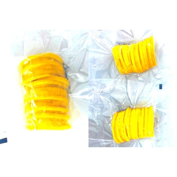 果物のプロの目で厳選した冷凍フルーツ　ノーワックス品　瀬戸内産レモンを国内工場でスライス、ハーフカットし短い旬の美味を凍らせました。瀬戸内レモンを使いやすいサイズに素早くスライス、カット、真空パック加工後、急速冷凍していますので、果実本来の...