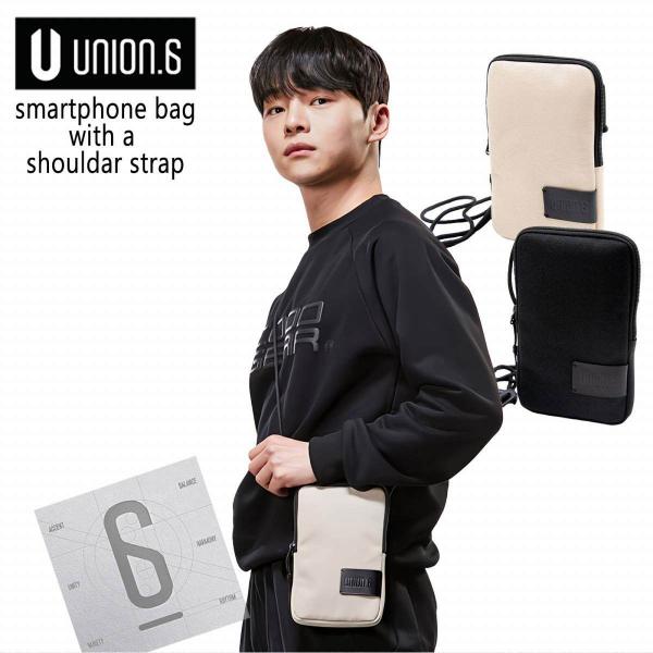 ベーシックなスタイルデザインの使いやすいスマートフォンバッグ。ユニオンシックスのアイデンティティを感じさせるバッグです。≪サイズ≫　約 縦21cm x 横13cm 　マチ：約2cm≪重さ≫　約109g≪仕様≫　内側：オープンポケット×1　外...