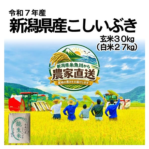 【発売日：2026年02月01日】令和7年産 新潟県産 こしいぶき 玄米30kgです。精米するとぬかの分が約３kg減りお米は白米約27kgになります。白米は玄米用米袋に詰め戻してお届けいたします。【あぐ里能生のこだわり】米作りは土づくりから...