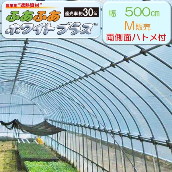 ふあふあホワイトプラス３０　遮光率３０％　ネット遮熱・軽量・柔軟性を兼ね備えた遮熱資材果菜類・軟弱野菜・花卉類などの作物に使用可能な遮熱資材【特性】１．糸に特殊な遮熱剤を練り込み、　　高い反射率を付与２・糸同士の交点を熱融着しているため、　...