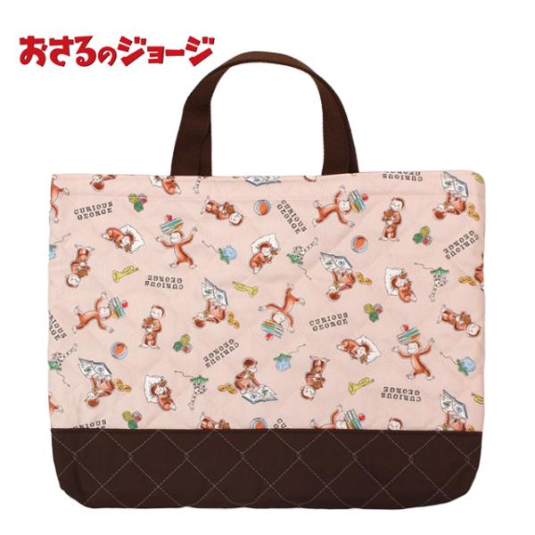 【メール便対応】商品タイプ:レッスンバッグ（キルティング）提げバッグ お道具箱バッグ お稽古バッグ対象:男の子 キッズ 子ども大人気おさるのジョージ子どもが喜ぶ柄で通園・通学がもっと楽しみに♪・丈夫なキルティング素材で長く使える・A4サイズ...