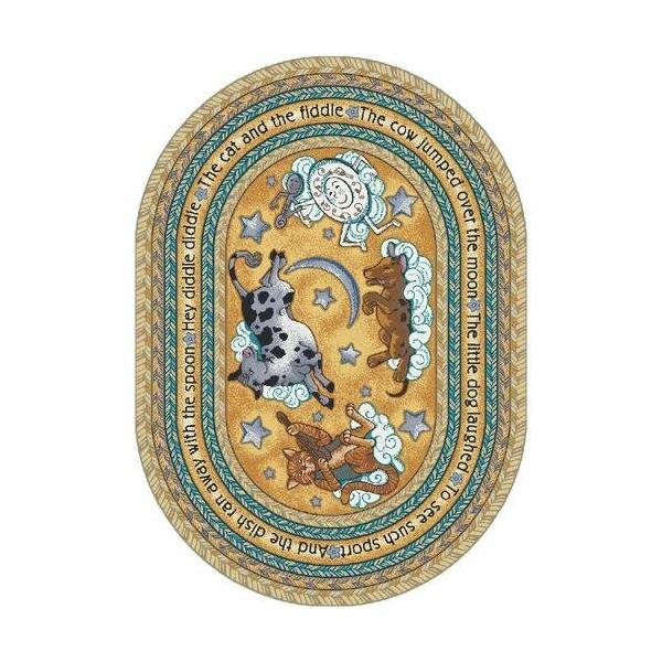 商品名: 喜びのカーペット1474bb-02 Hey Diddle Diddleイエロー3 ft。10 in。x 5 ft。4で。楕円形100 Pct。Stainmasterナイロンマシンtufted-カットパイルJust for Kids...