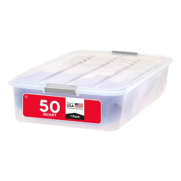 商品名: IRIS 50 Quart Underbed Buckle Up Box, Clear IRIS USA 50 Qt Plastic Under Bed Storage Organizer Bin Container with S...