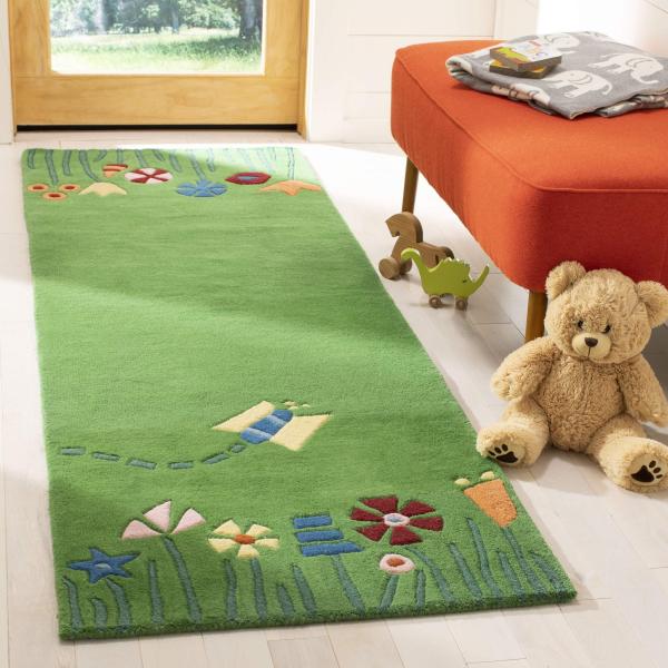 商品名:  SAFAVIEH Kids Collection Accent Rug - 2' x 3', Green &amp; Multi, Handmade Grass and Flowers Wool, Ideal for High ...