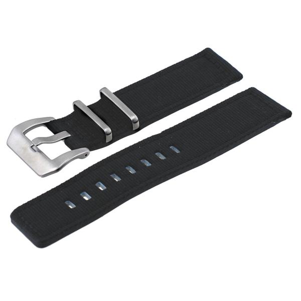 商品名: イタリアデザイン 2ピース 高品質テキスタイルキャンバス 22mm ブラック プレVバックル 交換用時計バンド Italian Design 2 Piece Quality Textile Canvas 22mm Black Pr...