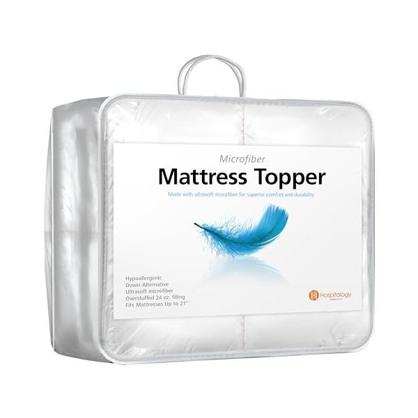 商品名: HOSPITOLOGY PRODUCTS マイクロファイバー キルト マットレスパッド&amp;トッパー 詰め物 低刺激性 ボックスステッチ あらゆるマットレスにフィット グースダウン代替枕トップ マットレスパッド キング MPM...