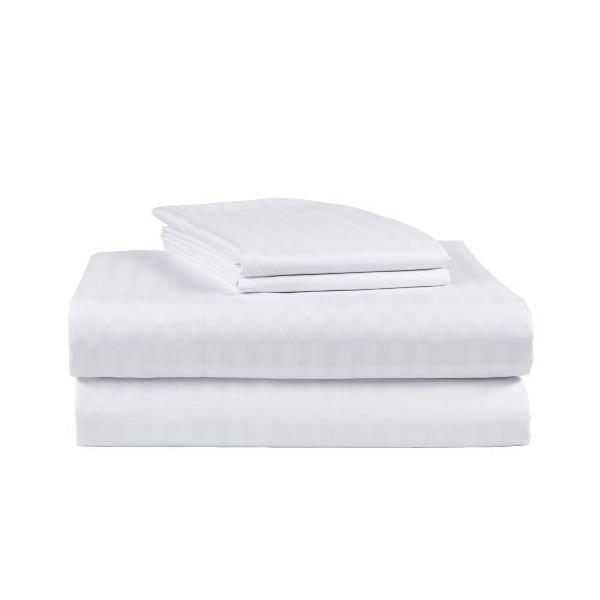 商品名: King Size White 300 Thread Count 100% Cotton Sateen Dobby Stripe Sheet Set Ruthy's Textile 300 Thread Count 100% Co...