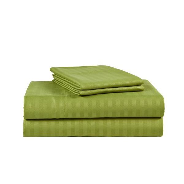 商品名: Queen Size Sage 300 Thread Count 100% Cotton Sateen Dobby Stripe Sheet Set Ruthy's Textile 300 Thread Count 100% Co...
