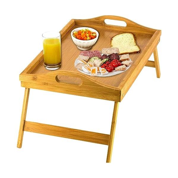 商品名: Home-itベッドトレイテーブル 折りたたみ脚付き 朝食トレイ 竹製ベッドテーブル 脚付きベッドトレイ Home-It Bed Table Tray with Folding Legs - Bamboo Breakfast Tr...