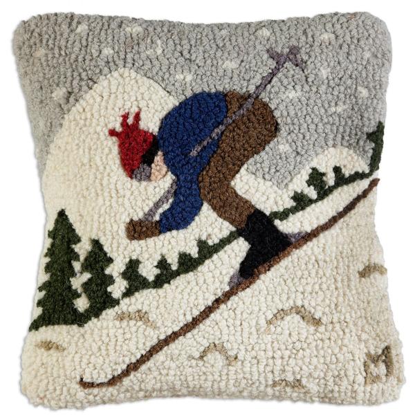 商品名: Chandler 4コーナーDownhill Skier 14 " Hooked枕 Chandler 4 Corners Artist-Designed Downhill Skier Hand-Hooked Wool Decora...