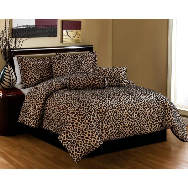 商品名: ブラック/ブラウンのコンフォーターセット ヒョウ柄プリントマイクロファー素材寝具セット California King ブラック COMIN16JU034466 Grand Linen Black/Brown Comforter ...
