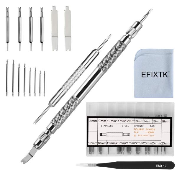 商品名:  EFIXTK Spring Bar Tool Set with Extra 6 Tips Pins for Watch Wrist Bands Strap Removal Repair Fix Kit,72PCS Extra W...