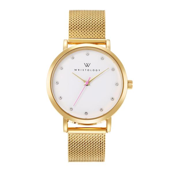 商品名: WRISTOLOGY Olivia 女性用ボーイフレンドウォッチ クリスタルゴールド メタルメッシュバンド Wristology Maxi Easy Change Band Womens Gold Watch Crystal - ...