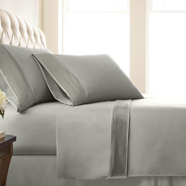 商品名: Southshore Fine Linens〓 深いマチ付き プリーツ入りシーツセット キング グレー ASP-PLT-GRY-K Southshore Fine Living, Inc. King Bed Sheets 4-Pi...