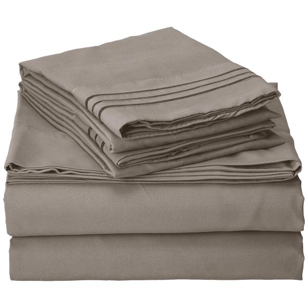 商品名: MattRest ラグジュアリーシルキーソフト 1800シリーズ プレミアムコレクション - しわにならないベッドシーツ4点セット 最大16インチの深いポケット キンググレー MattRest Luxury Silky-Soft ...