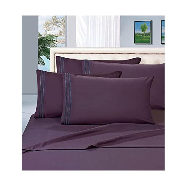 商品名: MattRest ラグジュアリー シルキーソフト 1800 スレッドカウント プレミアムコレクション - しわ防止 3ピース ベッドシーツセット、最大40.6 cmの深いポケット、ツインパープル MattRest Luxury S...