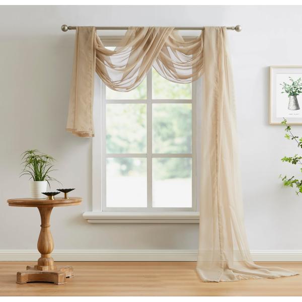 商品名:  LinenZone Taupe Window Scarf Valance in 216 Inch Size. Use Window Scarves as Canopy Bed or Backdrop Curtains, Curt...