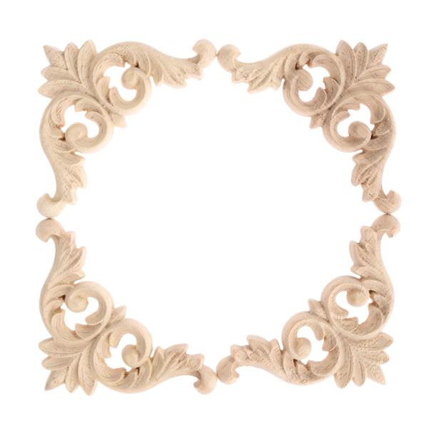 商品名: MUXSAM 木製彫刻アップリケ コーナーオンレイ 家具の装飾用 4パック 未塗装木製彫刻デカール 壁 ドア ミラー ドレッサー クローゼット ベッド キャビネット 装飾 DIYプロジェクト 15x15cm/5.91インチx5.9...