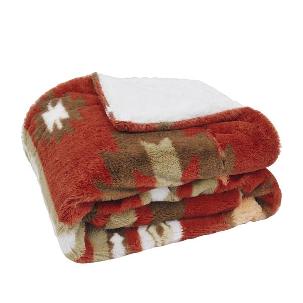 商品名: (150cm x 200cm , Brick Red) - BOON Faux Fur Southwest Throw with Sherpa Backing, 150cm x 200cm , Brick Red Home Sof...