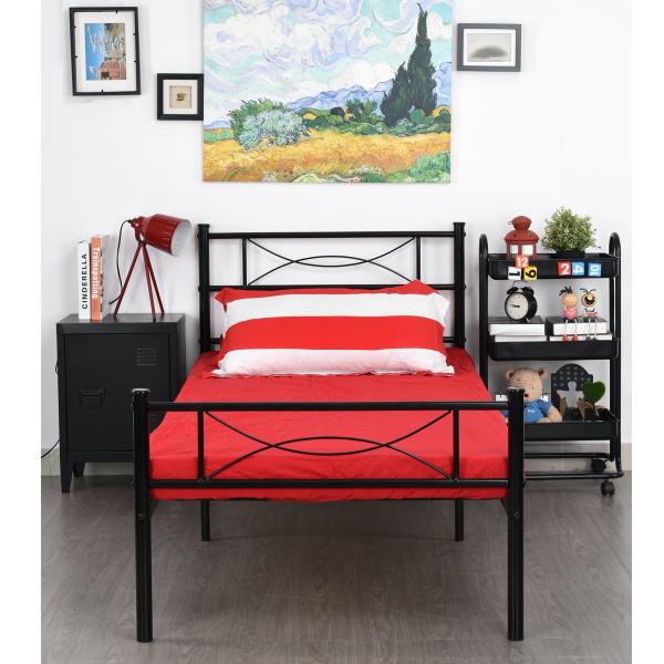 商品名: SimLife Metal Bed Frame Twin Size 6 Legs Two Headboards Mattress Foundation Steel Platform Bed for Kids Box Spring ...
