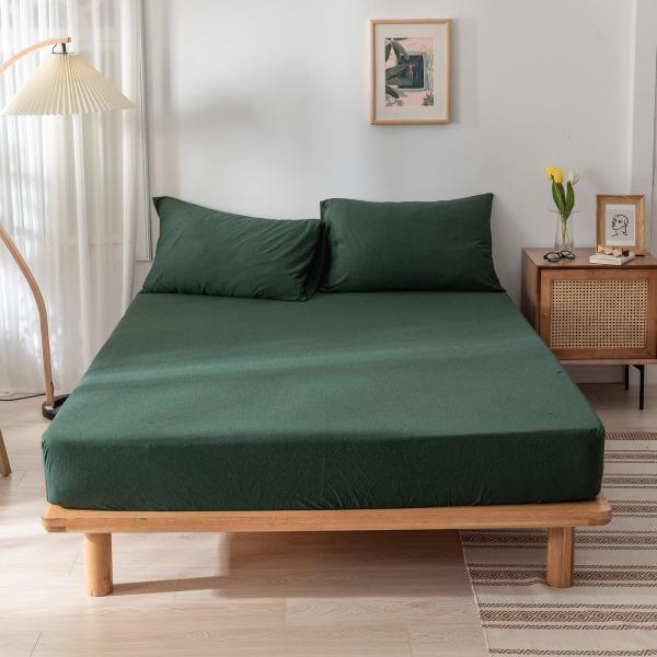 商品名: Douh 100 %スーパーソフトコットンfitted-sheet with 15 " Deep pocket-breathable、快適、ソフトと非常にdurable-queenサイズ( 1フィットシート、2枕カバー King(...