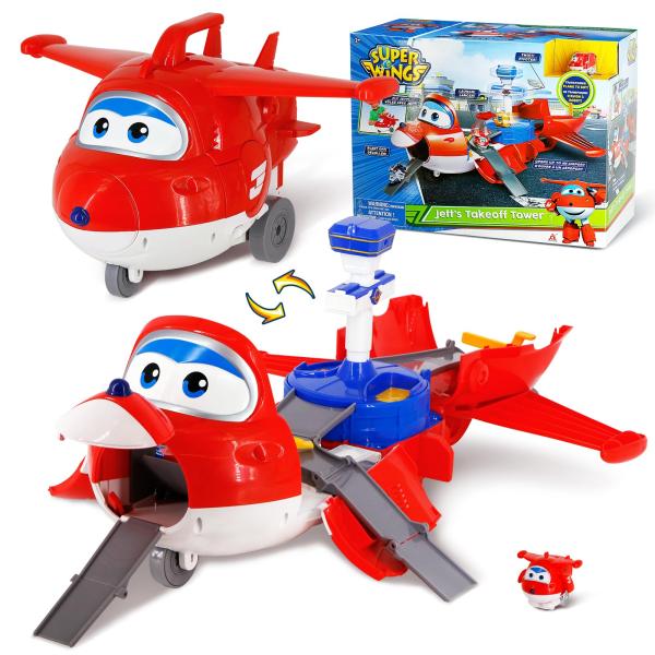 商品名:  Super Wings Jett's Takeoff Tower 2-in-1 Airplane Toys Playset with 2" Jett Mini Figure Transform-a-Robots, Toys fo...