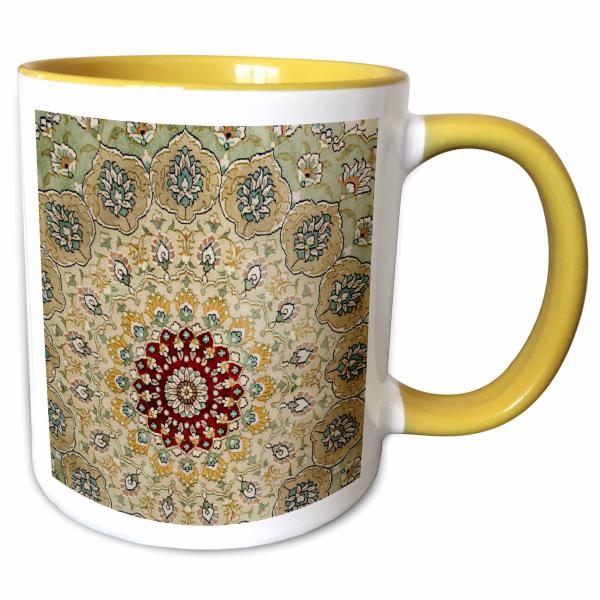 商品名:  3dRose Turkey, Kusadasi. Turkish carpet workshop - AS37 CMI0770 - Cindy Miller Hopkins 11oz Two-Tone Yellow Mugブラン...
