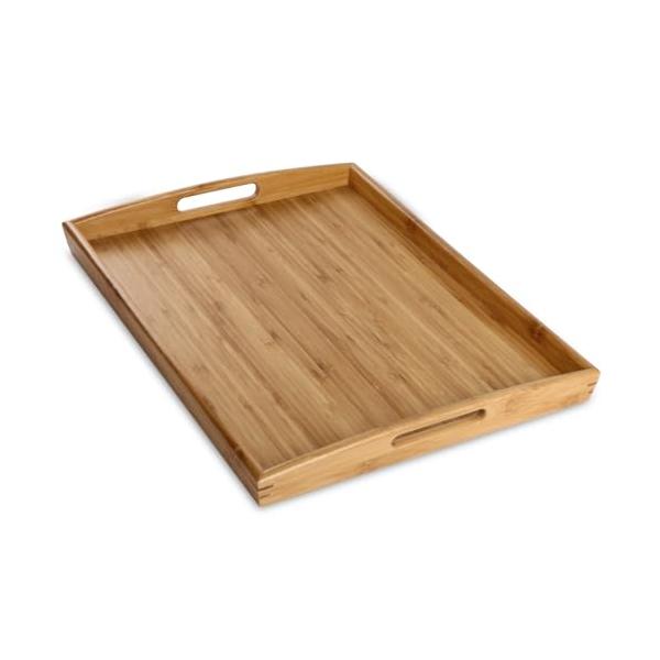 商品名: Joy&amp;Grace 竹製サービングトレイ ハンドル付き ディナーフードトレイ ベッド/朝食/食事/サービング用 コーヒーテーブル オットマンテレビ用 装飾木製大型シャルキュトリー大皿 16.9×12.5インチ 1パック J...
