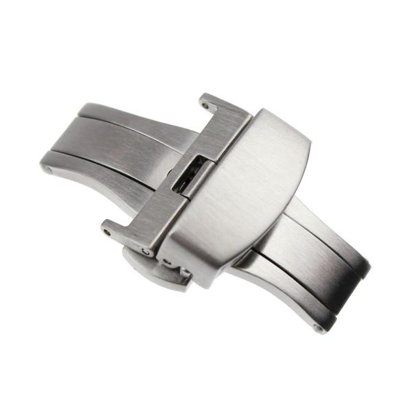 商品名:  RECHERE 16mm Silver Brushed Matte Push Button Butterfly Deployment Clasp For Leather Watch band Strapブランド: RECHERE...